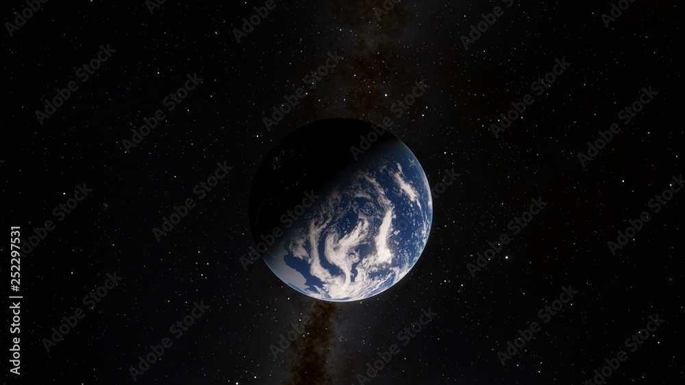 Planet Earth from space 3D illustration orbital view, our planet from ...