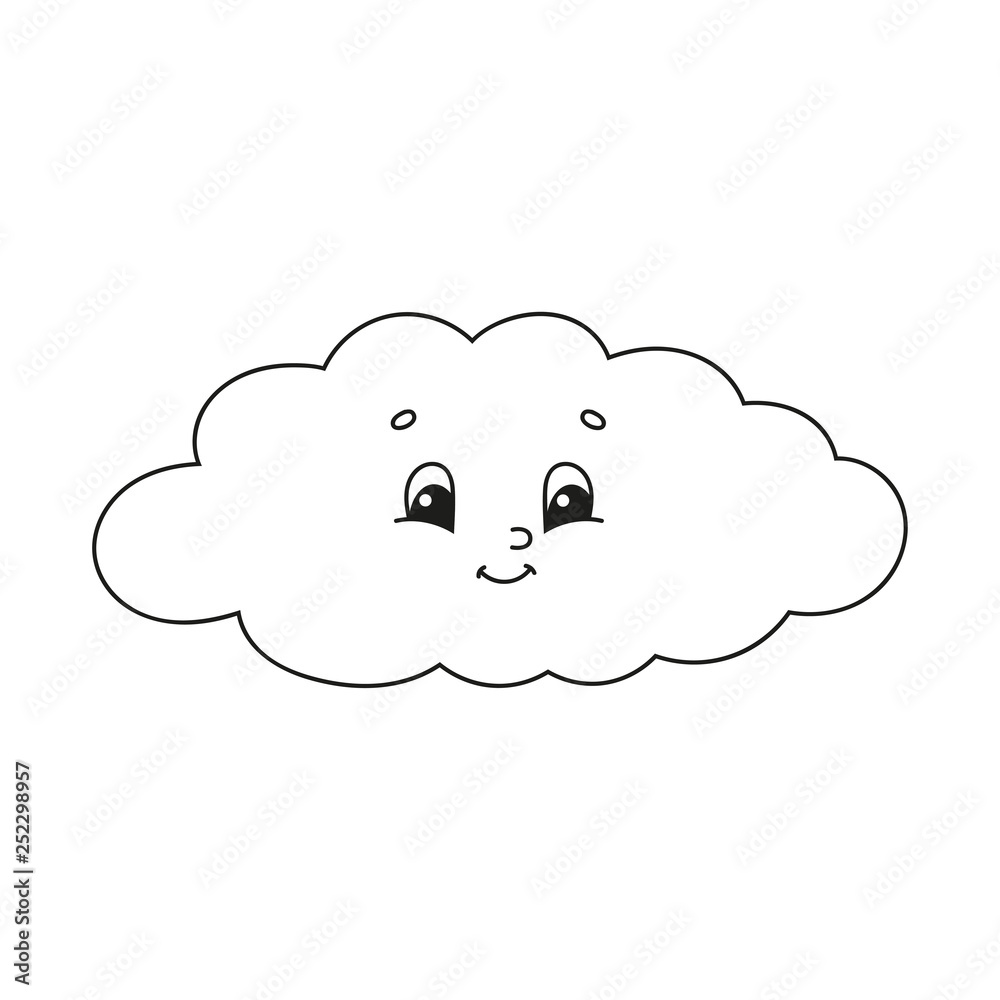 Cloud. Coloring book for kids. Cheerful character. Vector illustration ...
