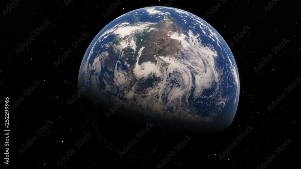 Planet Earth from space 3D illustration orbital view, our planet from ...