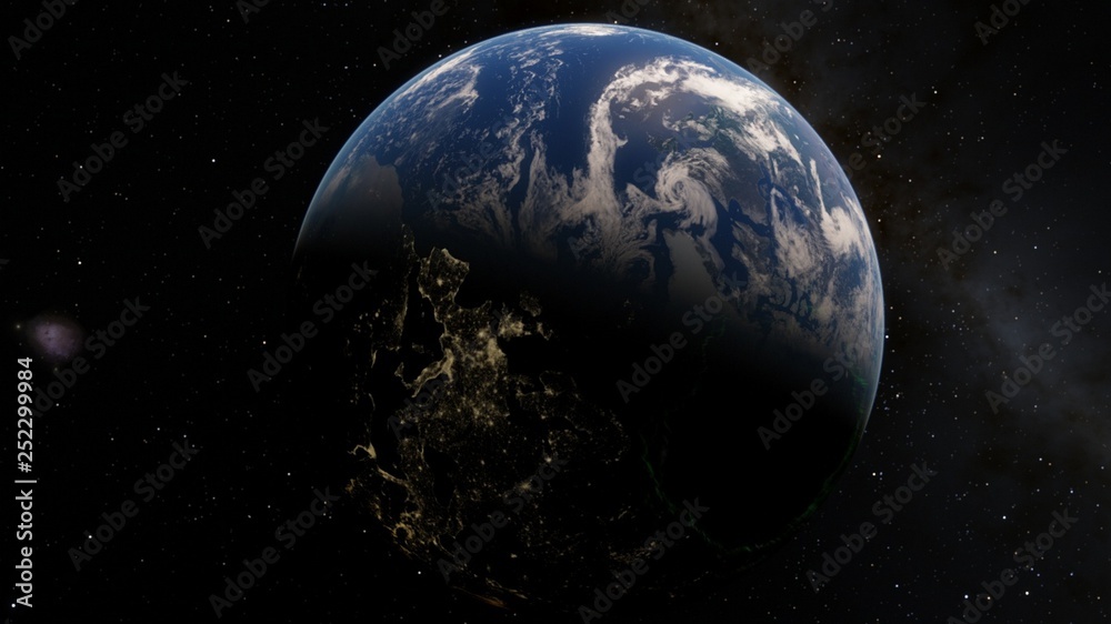Planet Earth from space 3D illustration orbital view, our planet from ...