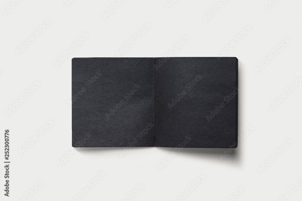 Black open Sketch book Mock up isolated on white background.High ...