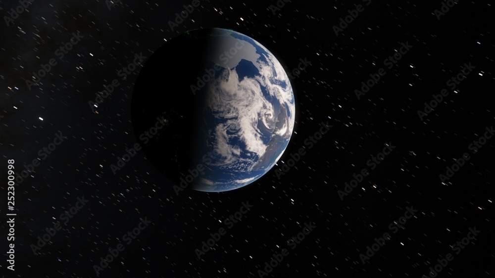 Planet Earth from space 3D illustration orbital view, our planet from ...