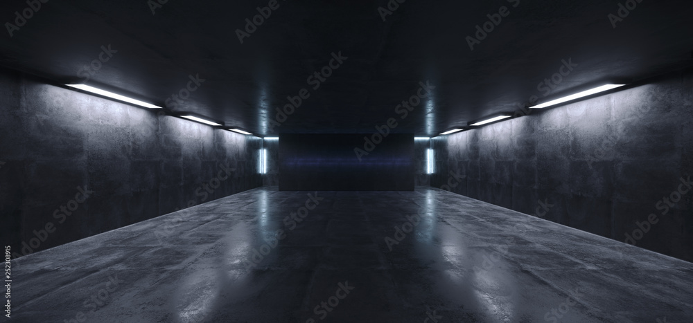 Sci Fi Futuristic Concrete Grunge Reflective Spaceship Led Laser Panel ...