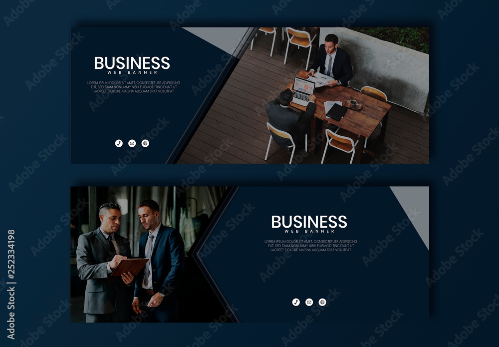 Dark Blue Web Banner Layouts Stock Template | Adobe Stock