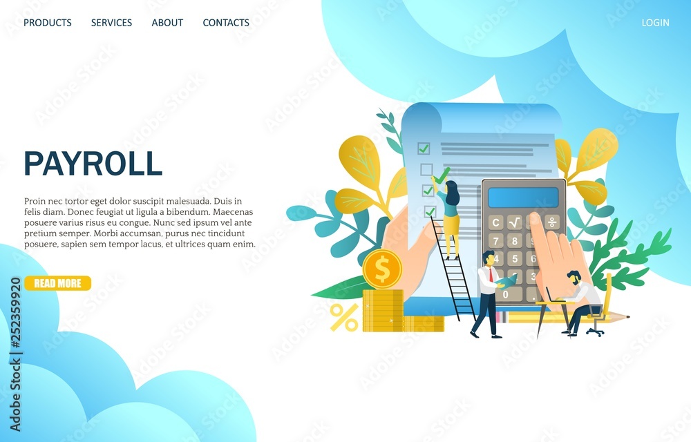 Payroll vector website landing page design template Stock Vector ...