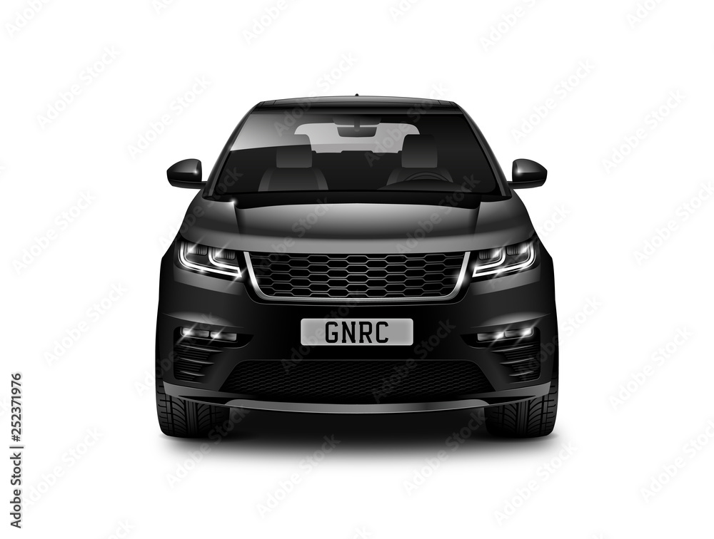 Black Generic SUV Car. Off Road Crossover On White Background Front ...