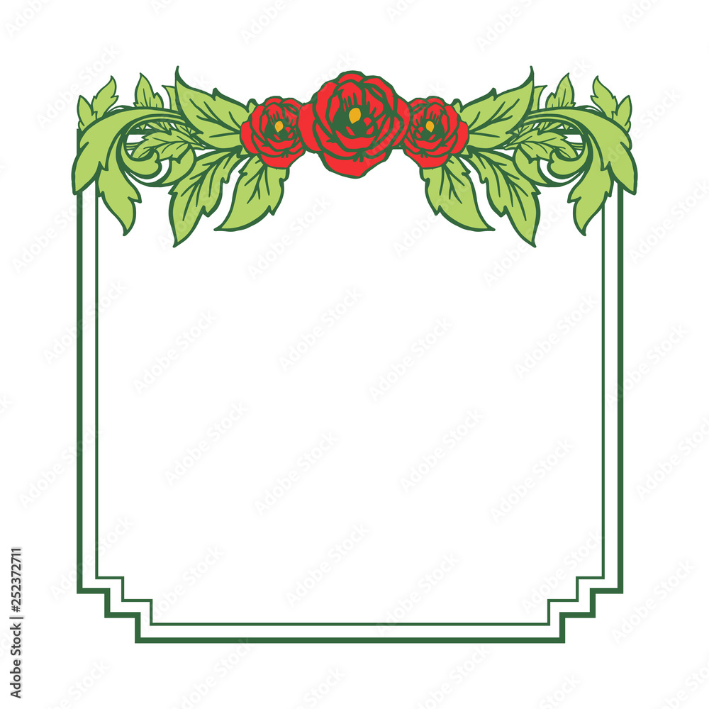 Vector illustration frame flower red and violet hand drawn Stock Vector ...
