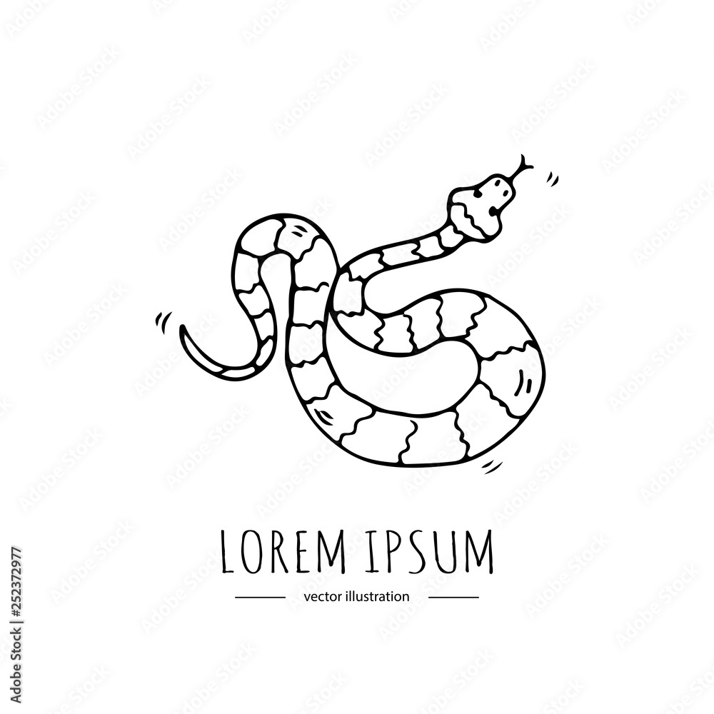 Hand drawn doodle Australian poisonous snake icon Vector illustration ...