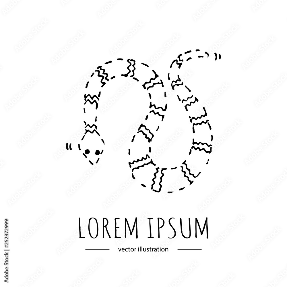 Hand drawn doodle Australian poisonous snake icon Vector illustration ...