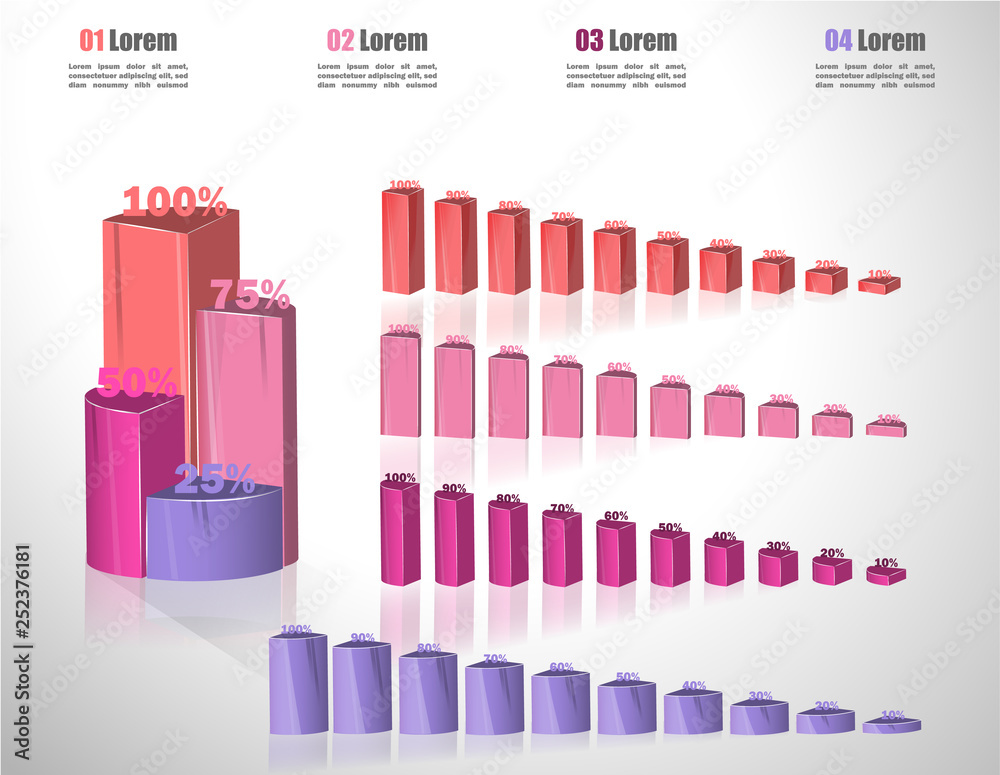 Set of business cycle flow diagrams, pie chart for documents,reports ...