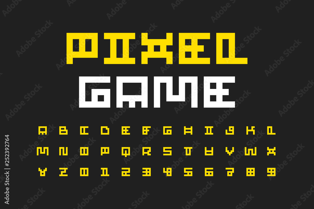 Pixel video game retro style font, 8-bit pixel alphabet letters and ...