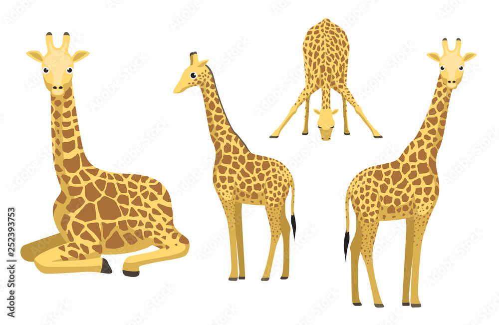 Cute Giraffe Sitting Cartoon Vector Illustration Stock Vector | Adobe Stock