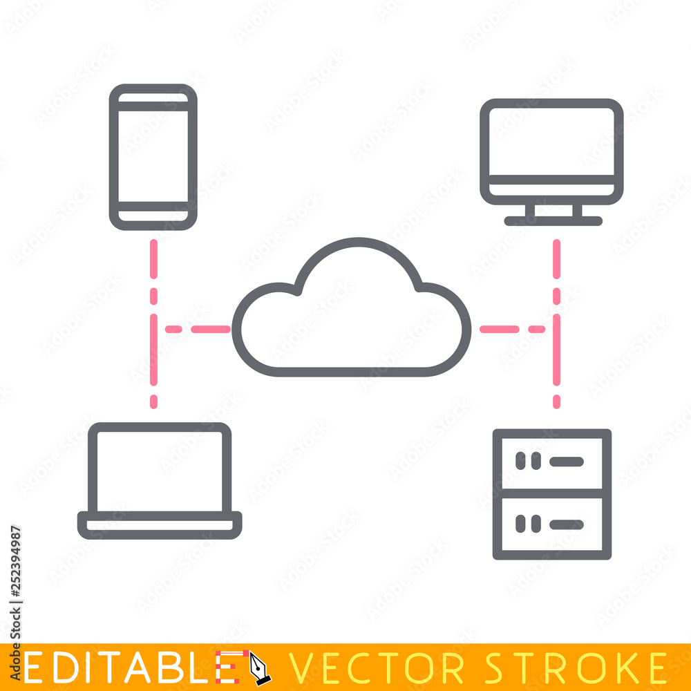 Cloud connection icon. White background. Easy changing vector with ...