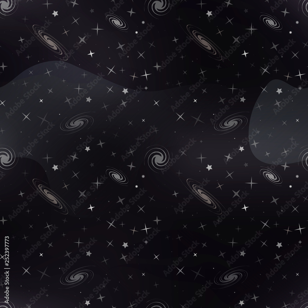 Cartoon deep space background with lots of white stars and galacticas ...