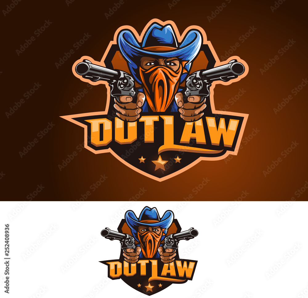 Cowboy Outlaw Head modern Sport Stock Vector | Adobe Stock