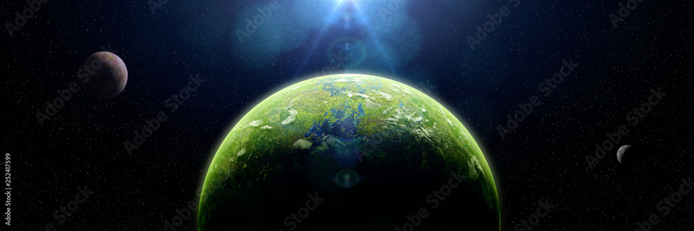 forest exoplanet, jungle exoplanet in a distant star system (3d space ...
