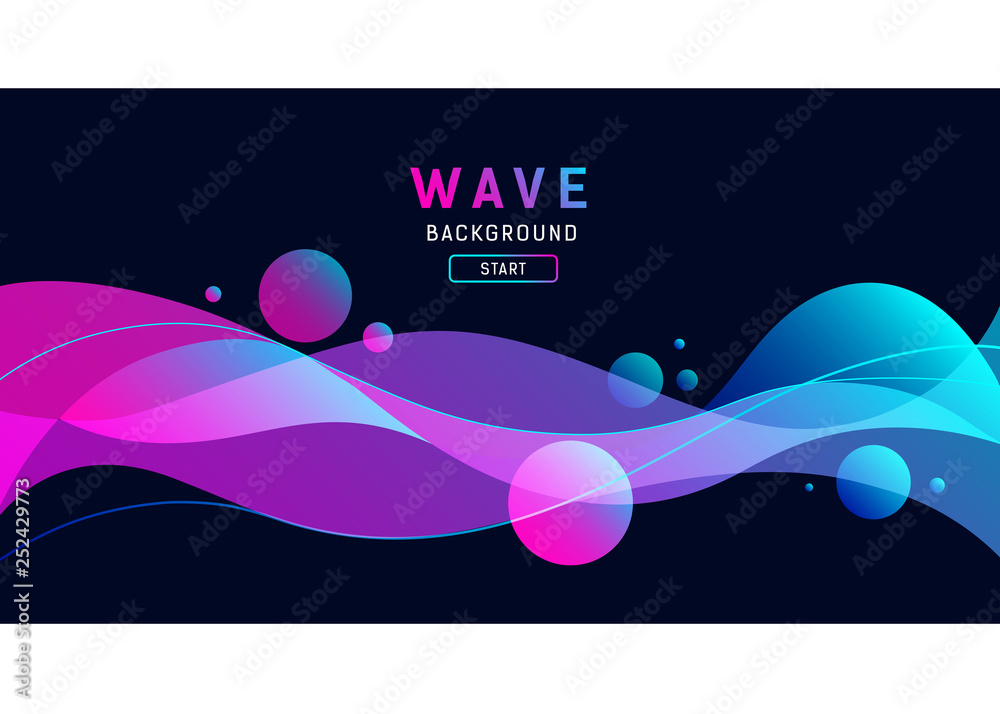 Abstract colorful wave on black background banner design, vector ...