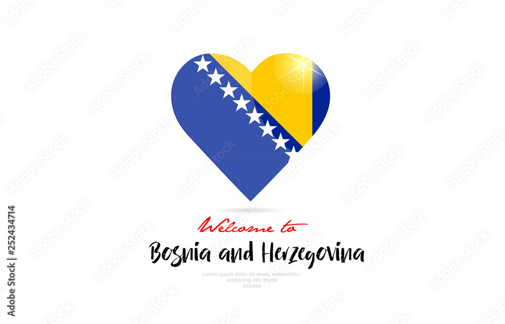 Welcome to Bosnia and Herzegovina country flag inside love heart ...