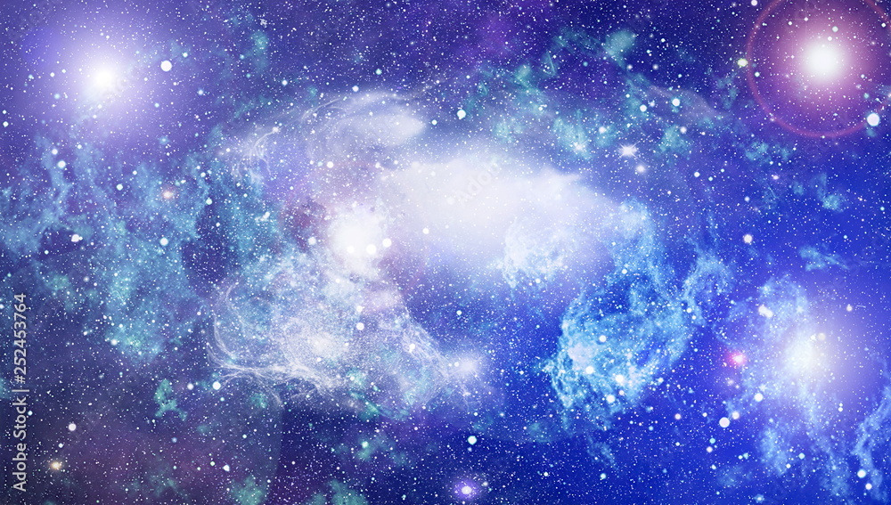 Panoramic looking into deep space. Dark night sky full of stars. The ...