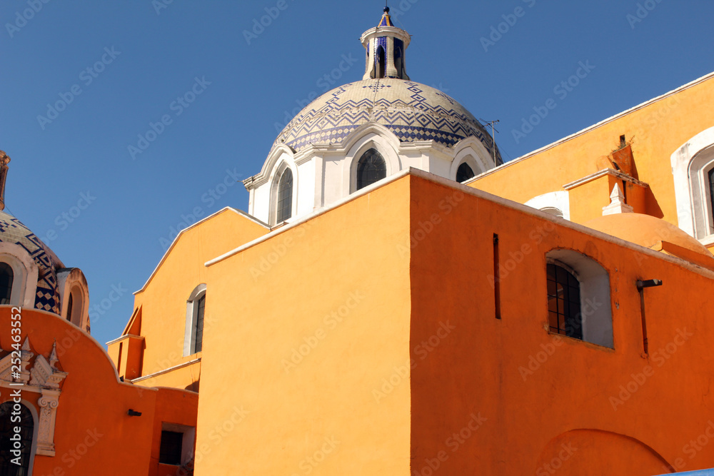 Exterior of a colonial style church heritage of the Spanish conquest in ...