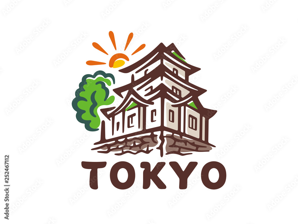 Vector logo of Tokyo. Vector illustration of the Imperial Palace. Stock ...