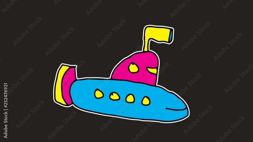 kids drawing black screen with theme of submarine Stock ビデオ | Adobe Stock