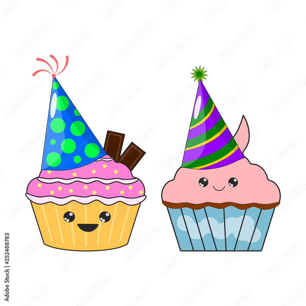Funny Cartoon Cupcakes With Faces