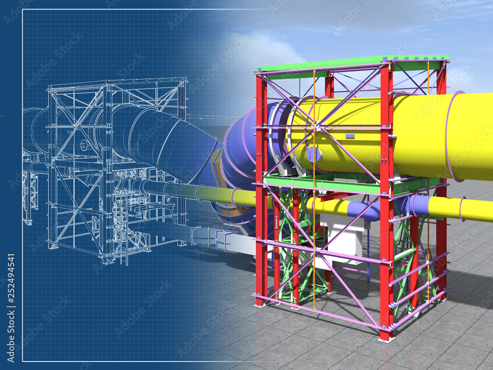 Building Information Model of metal structures of the gas pipeline. 3D ...