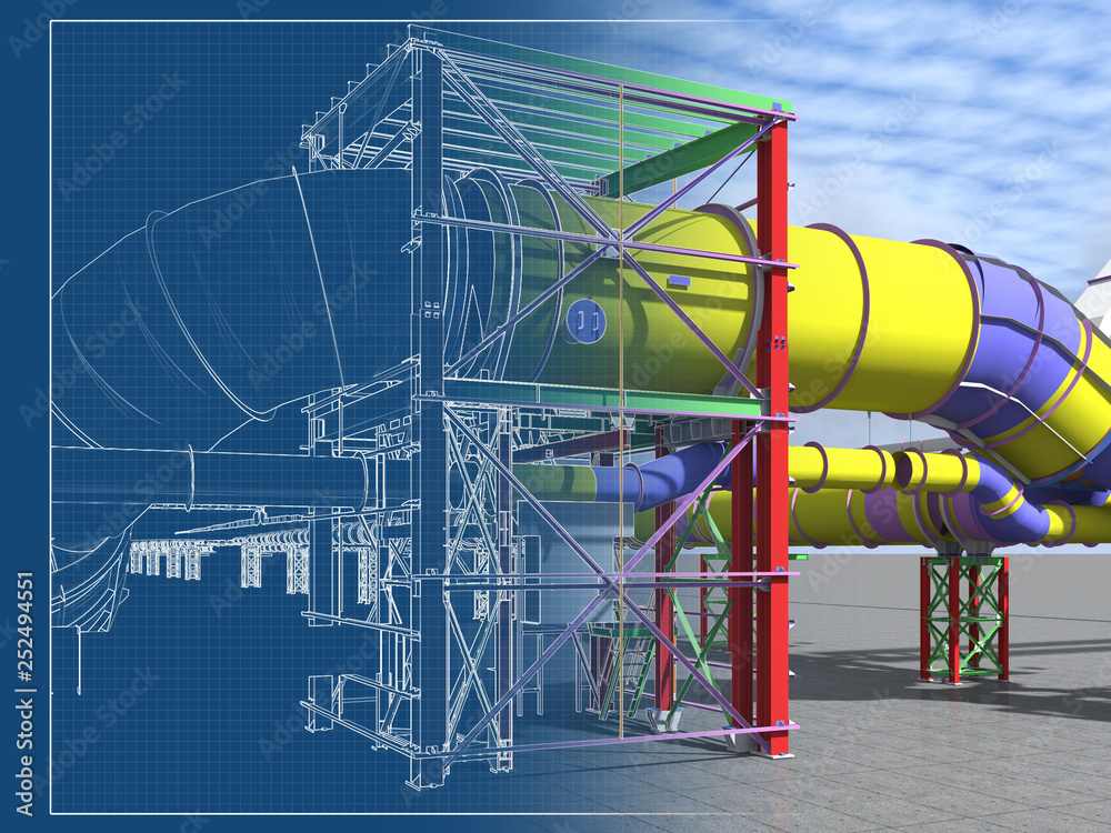 Building Information Model of metal structures of the gas pipeline. 3D BIM model. The building ...