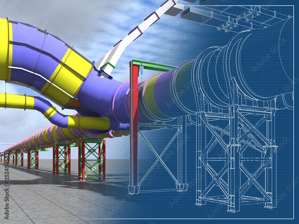 Building Information Model of metal structures of the gas pipeline. 3D ...
