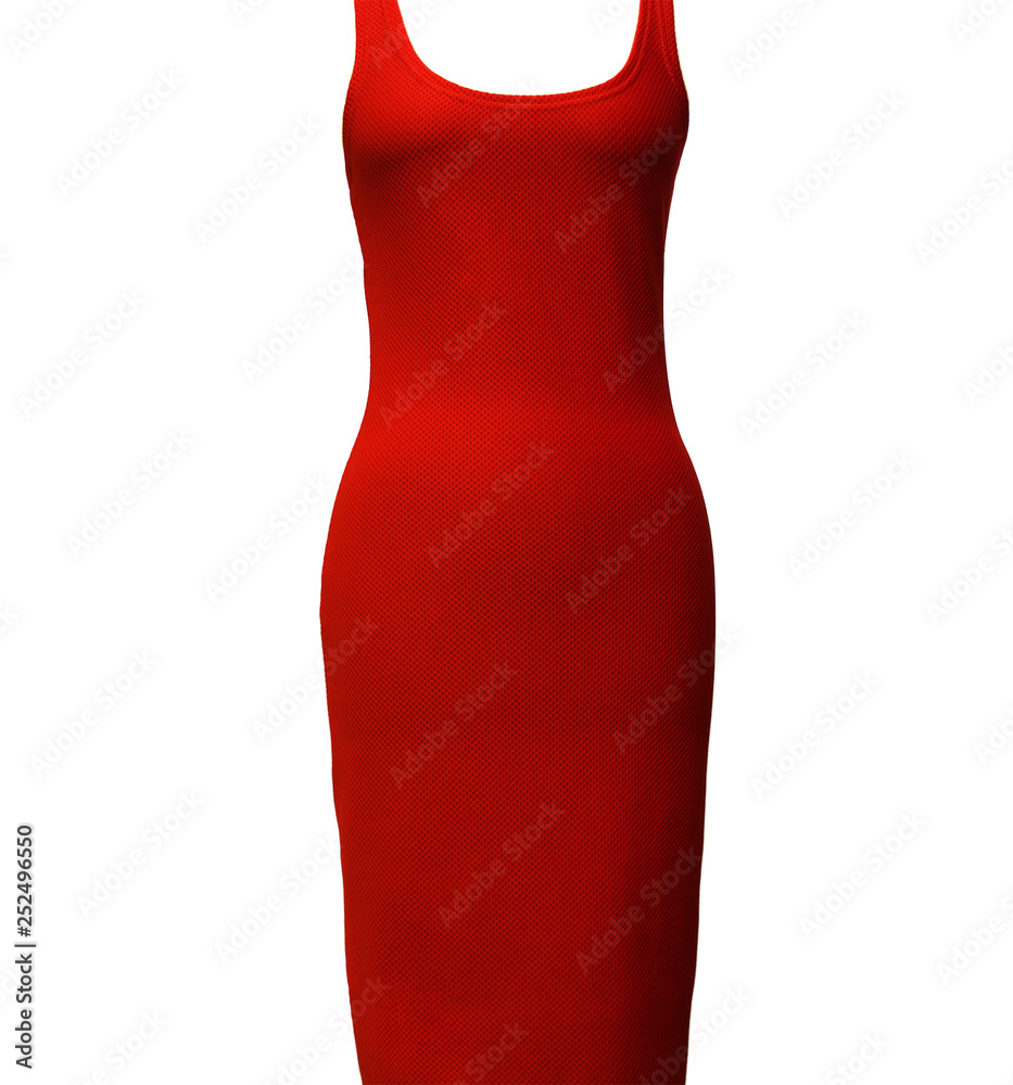 Sexy midi tight red dress isolated on white Stock Photo | Adobe Stock