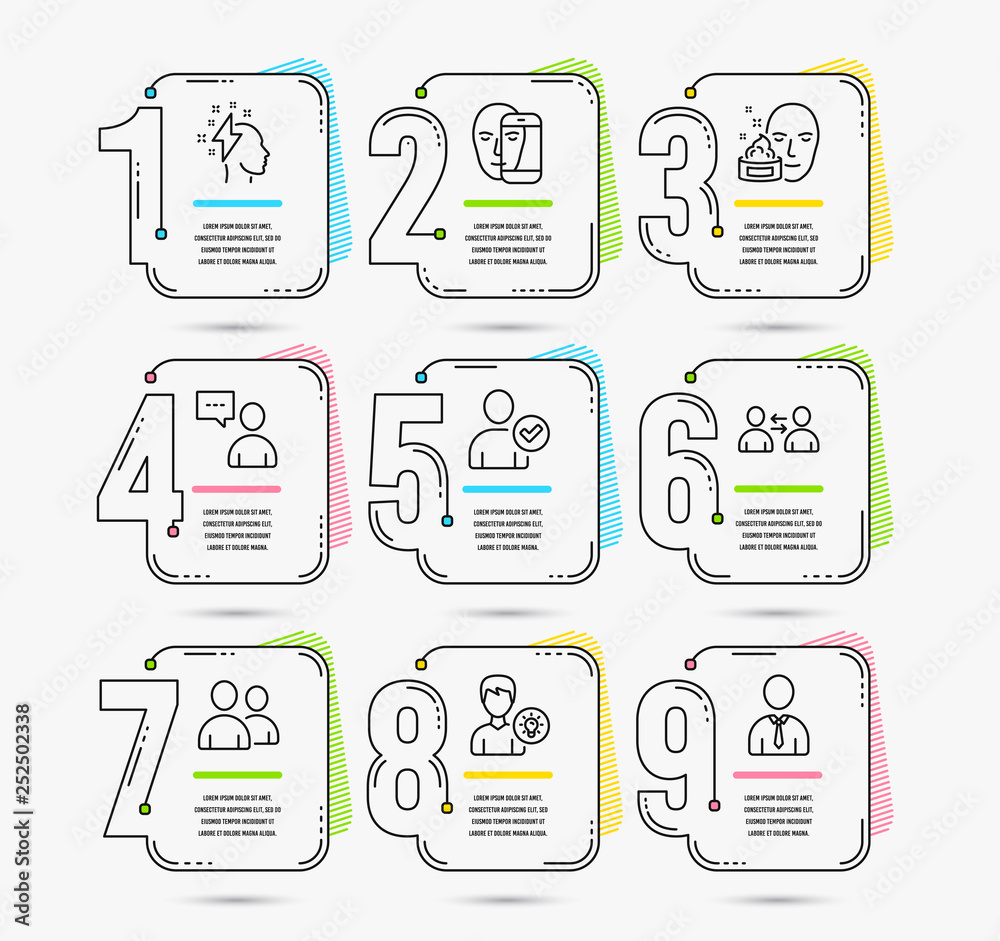 Infographic timeline set of Face biometrics, Identity confirmed and ...