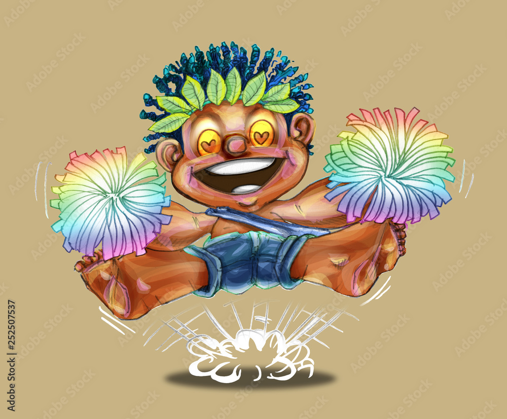 Cheerleader cheer up to fighting of sport games cartoon character ...