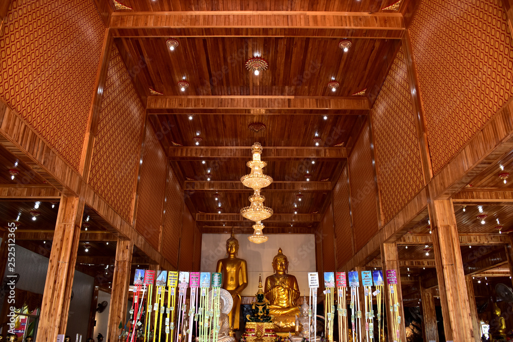 shrine inside of a buddhist temple.A beautiful temple with clear sky in ...