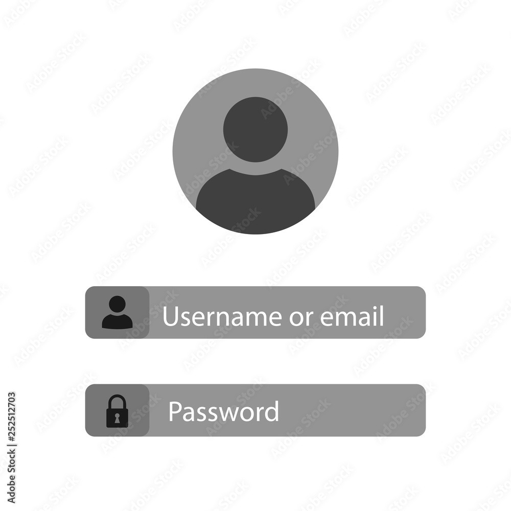 Register page design. Login form account user password identity web log ...