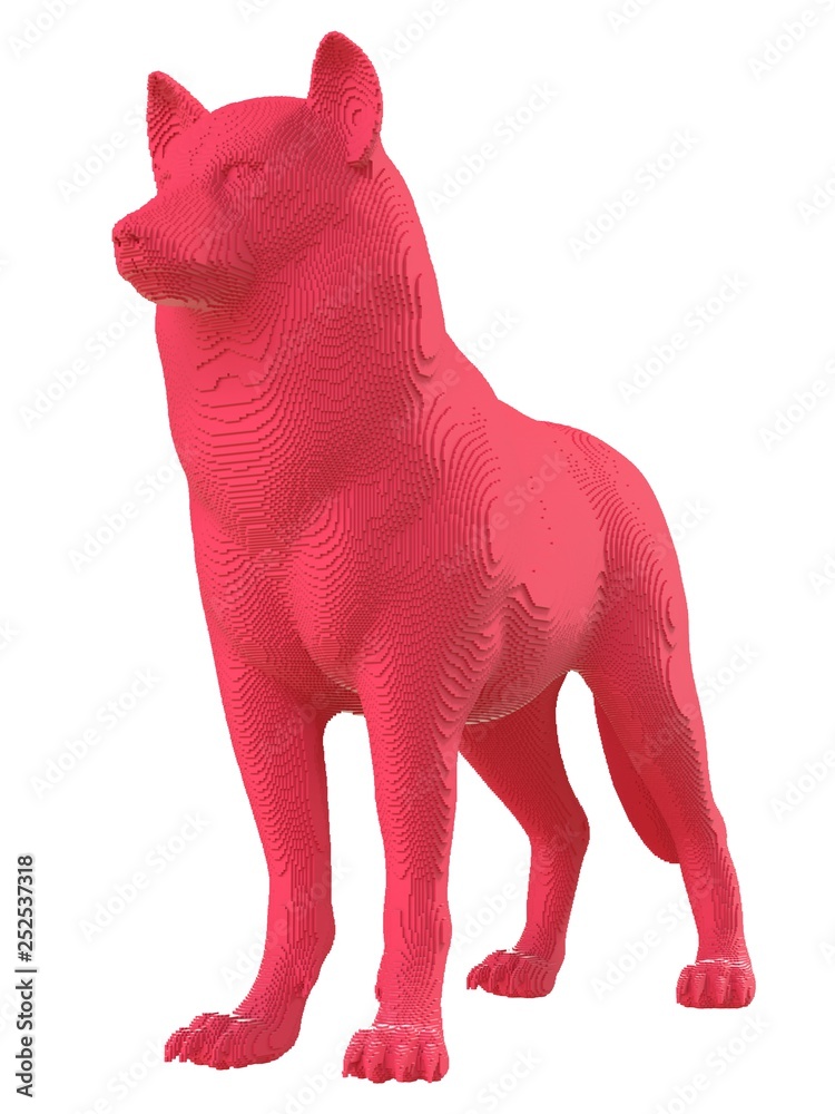 Red voxel wolf on a white background. Stock Illustration | Adobe Stock