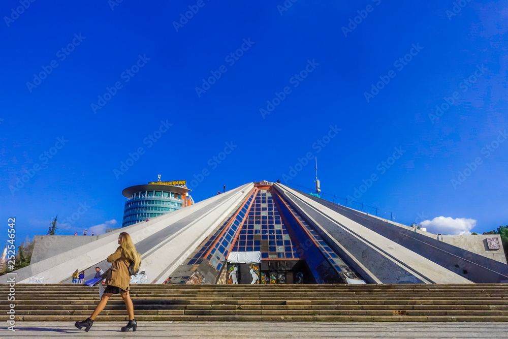 Poster TIRANA, ALBANIA The pyramid of Tirana, a defunct building used ...