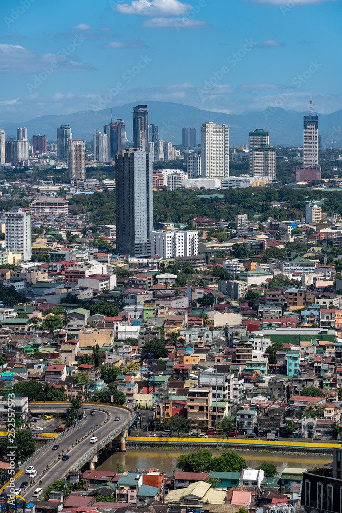 Aerial view of dense buildings and houses at Manila, Philippines Stock ...