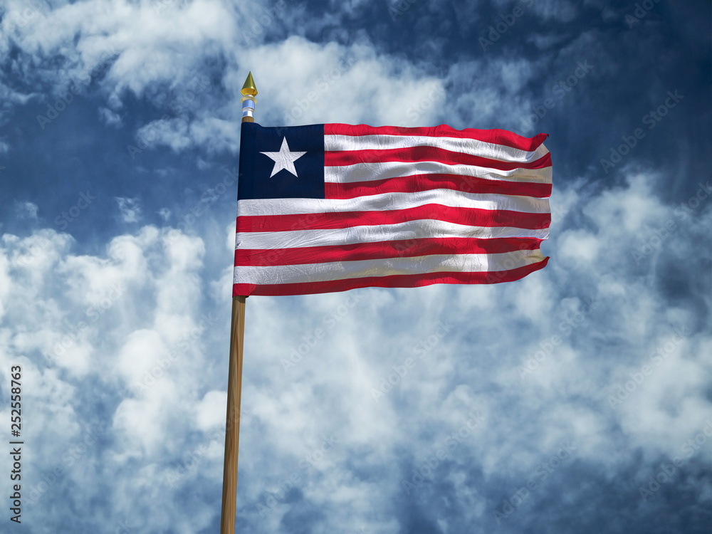Liberia flag Silk waving flag of Liberia made transparent fabric with ...