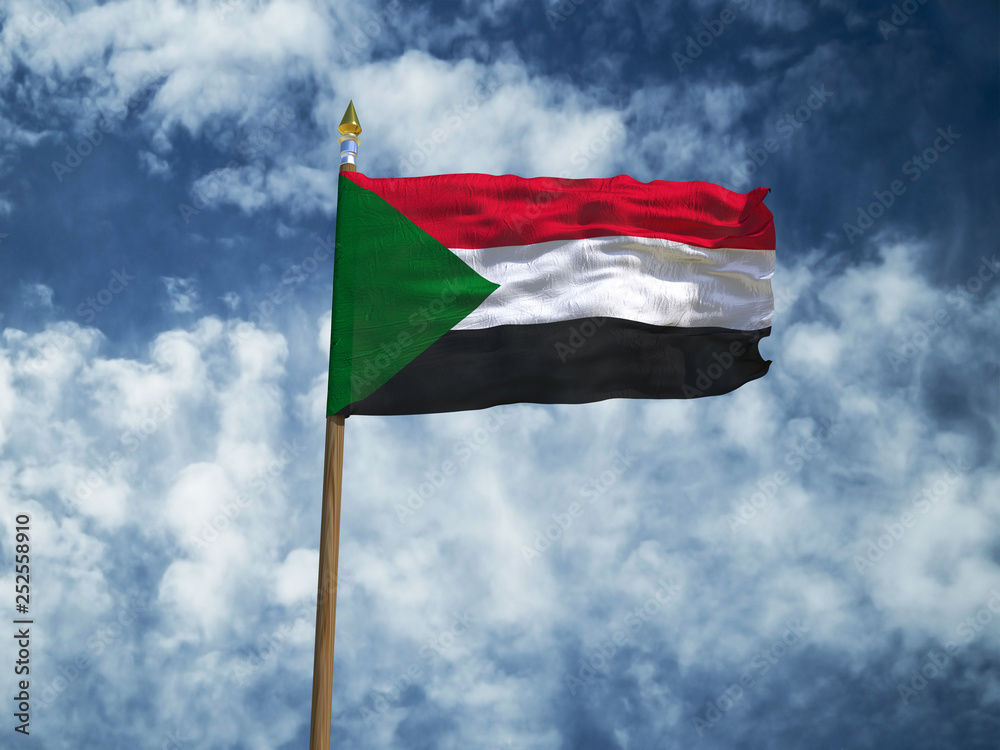 Sudan flag Silk waving flag of North Sudan made transparent fabric with ...