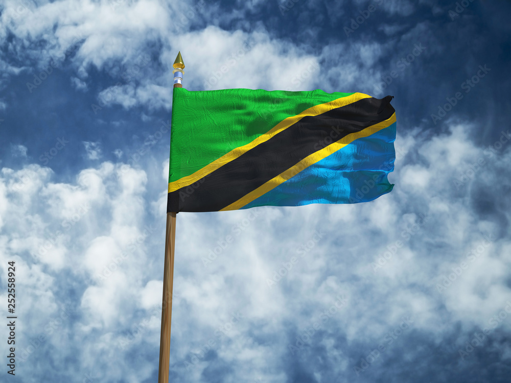 Tanzania flag Silk waving flag of Tanzania made transparent fabric with ...