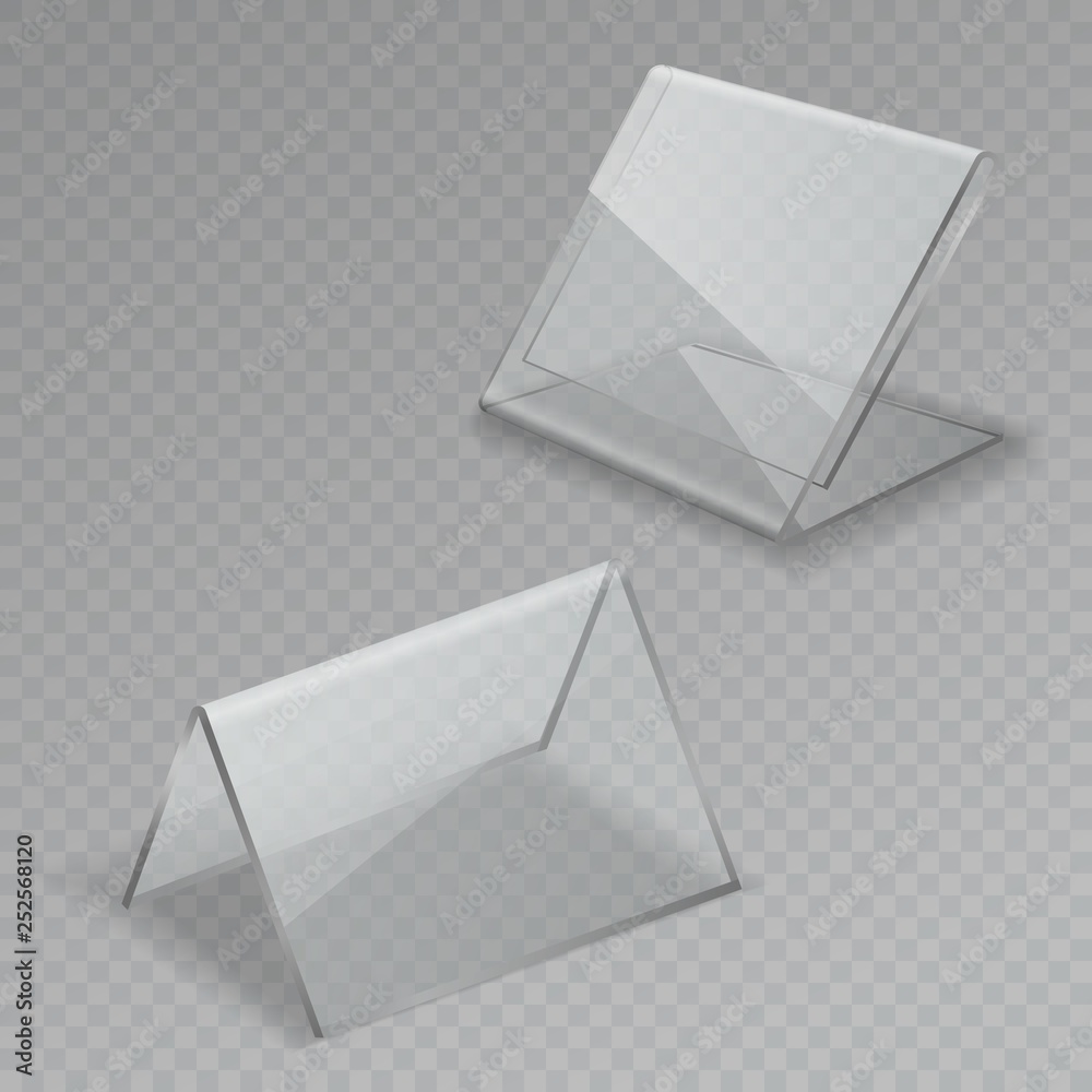 Glass table display. Office blank transparent glass table signs acrylic ...