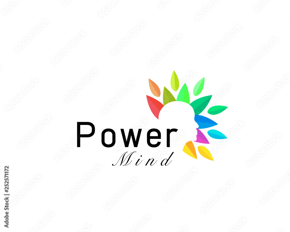 Power mind head human bloom nature logo design inspiration Stock Vector ...