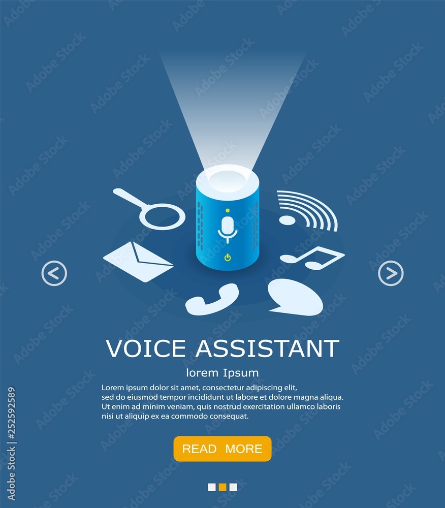 Voice assistant vector web banner design template Stock Vector | Adobe ...