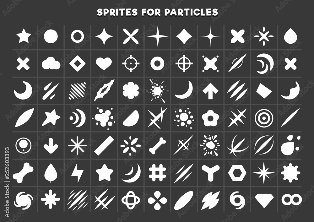 Sprites for particles for creating games. Set 1. Stock Vector | Adobe Stock