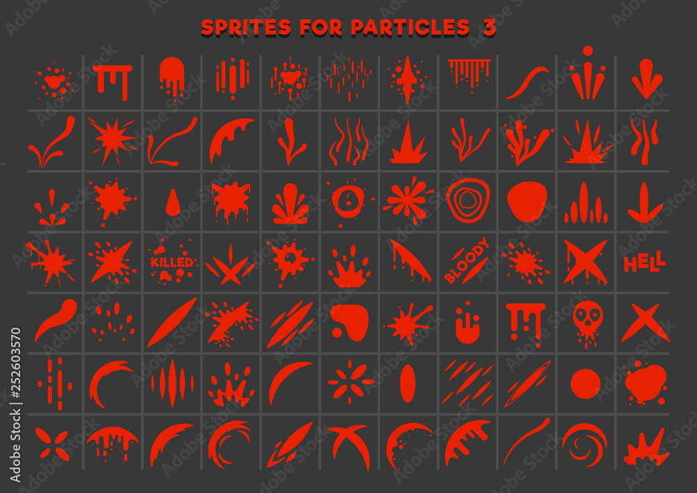 Blood. Sprites for particles for creating games. Set 3. vector de Stock ...