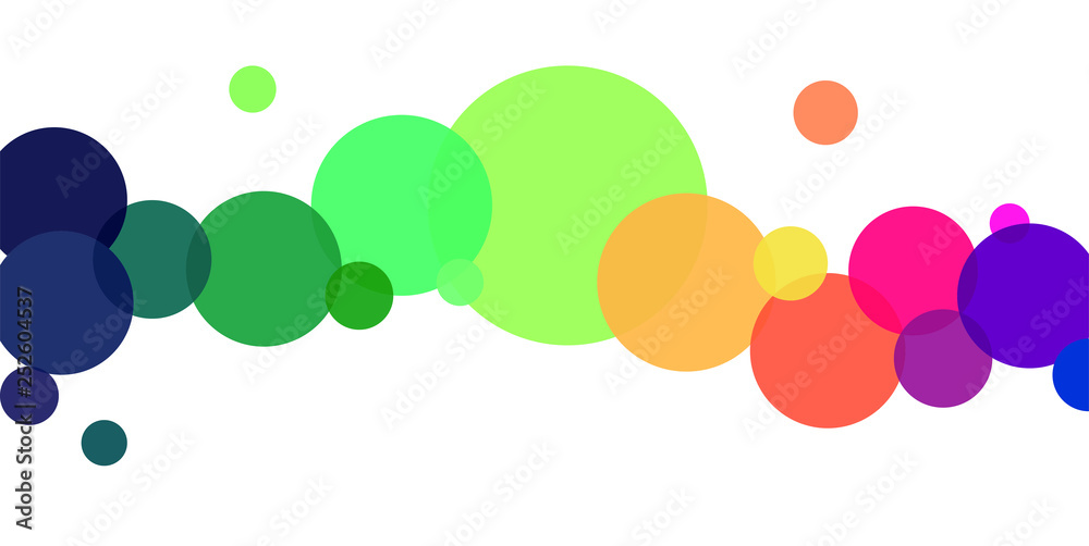 Round abstract white background with color bubbles. Color bubbles frame ...