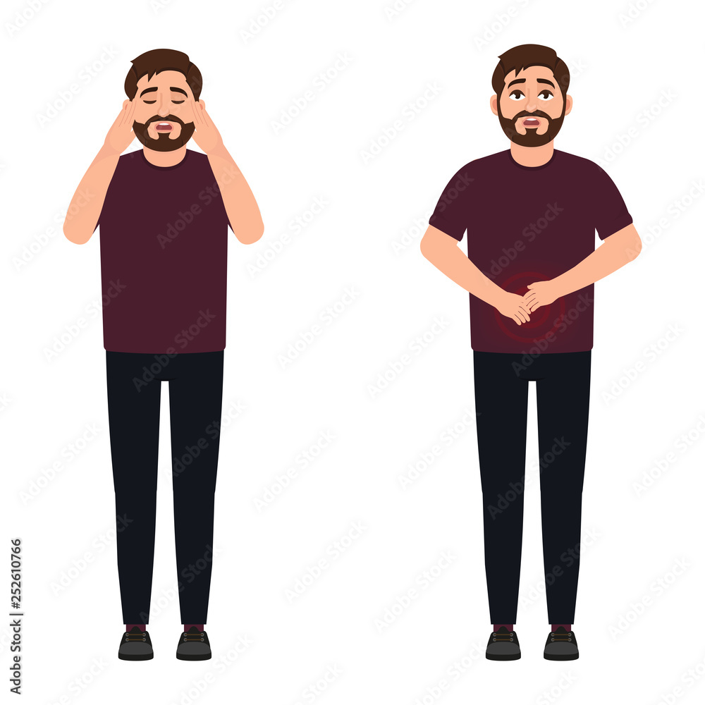 A Man Has A Headache And Stomach Ache A Sharp Pain In The Intestines a-man-has-a-headache-and-stomach-ache-a-sharp-pain-in-the-intestines