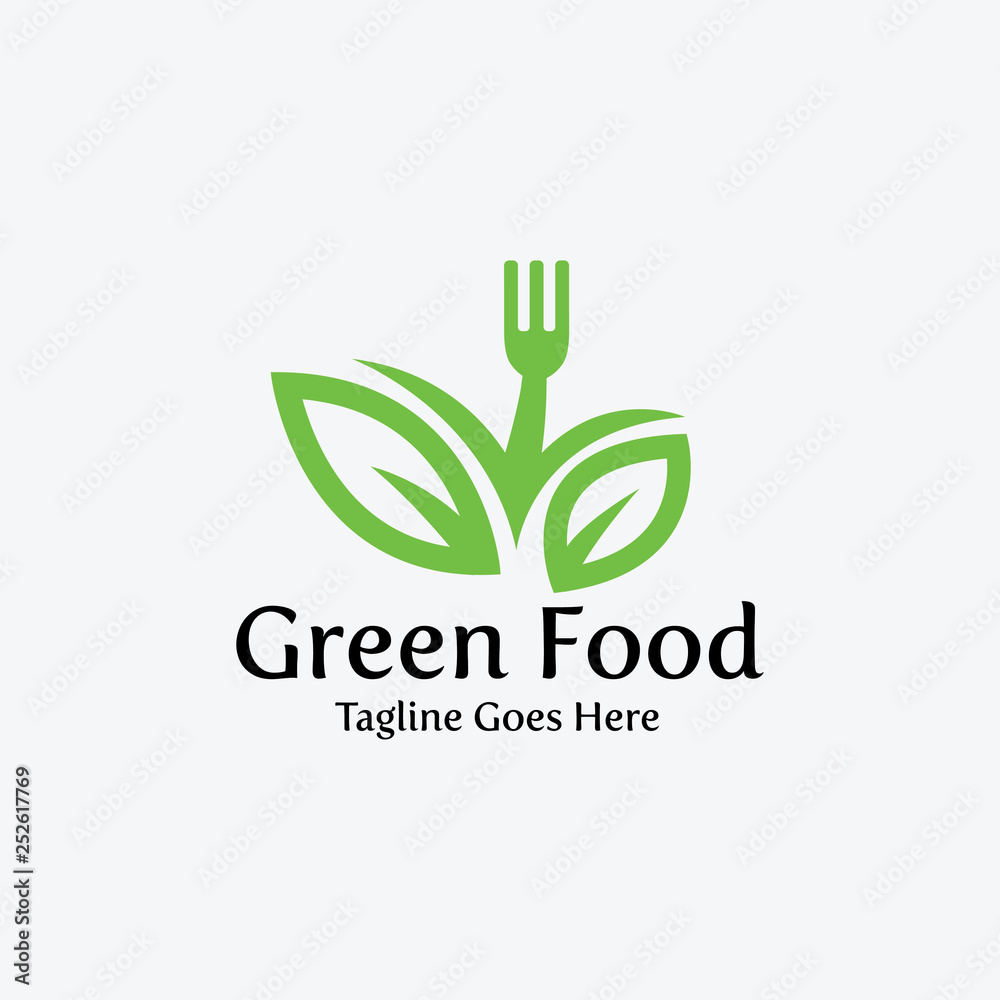 Green food logo design template. Vector illustration Stock Vector ...