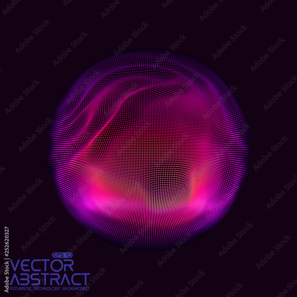 Vector abstract sphere of particles, points array. Futuristic vector ...